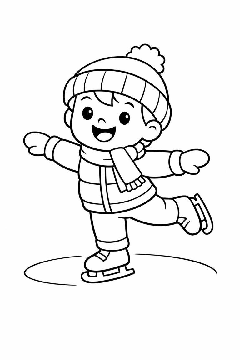 Ice Skating Coloring Page for Preschool Kids (Ages 4–6)