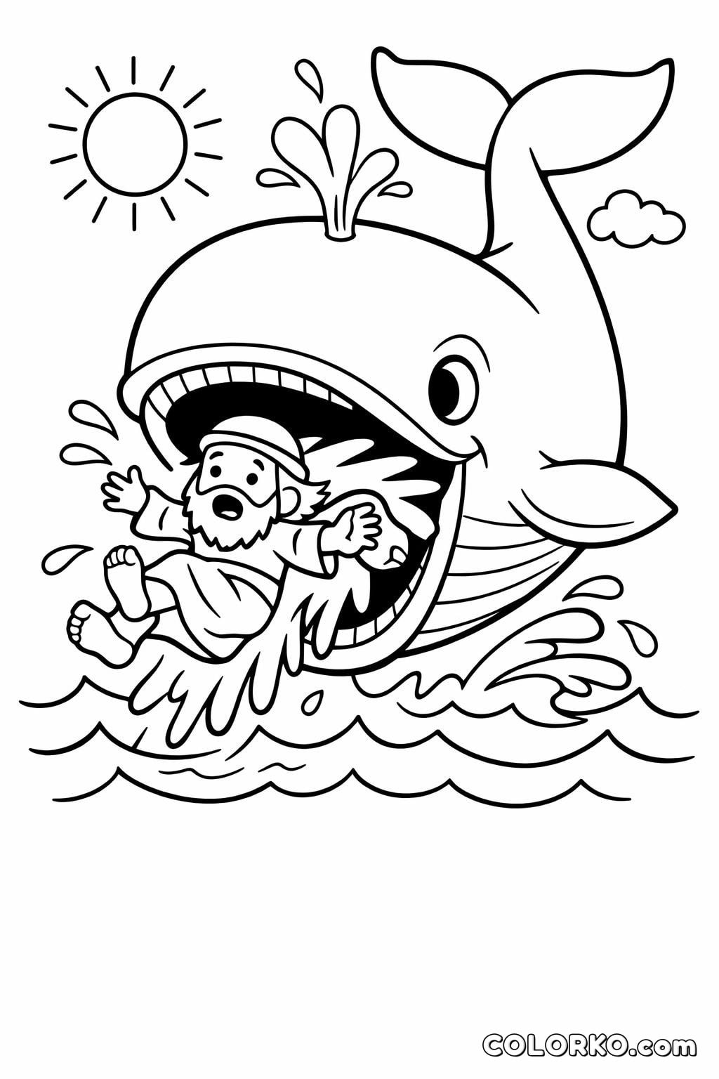 Jonah and the Whale Mandala Coloring Page for Adults