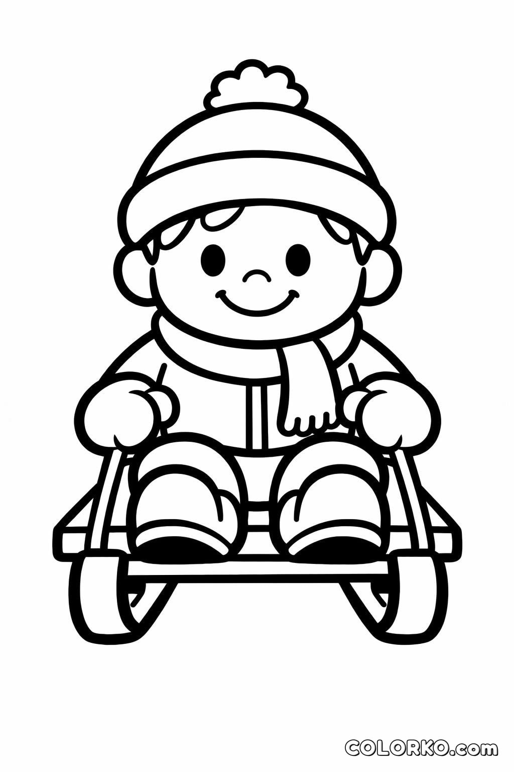Sled Coloring Page for Toddlers (Ages 2–4)