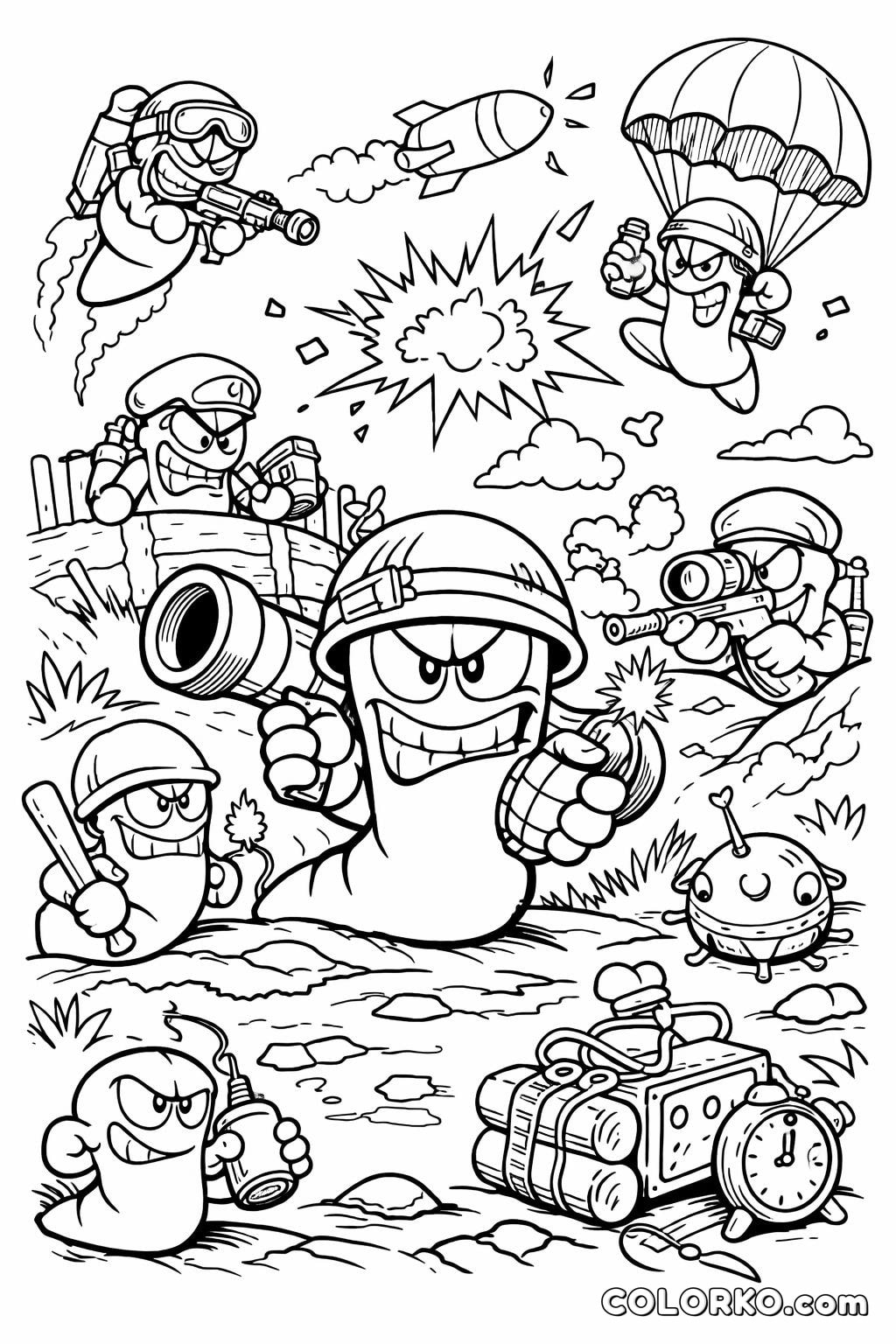 Worms Armageddon Game Coloring Page
