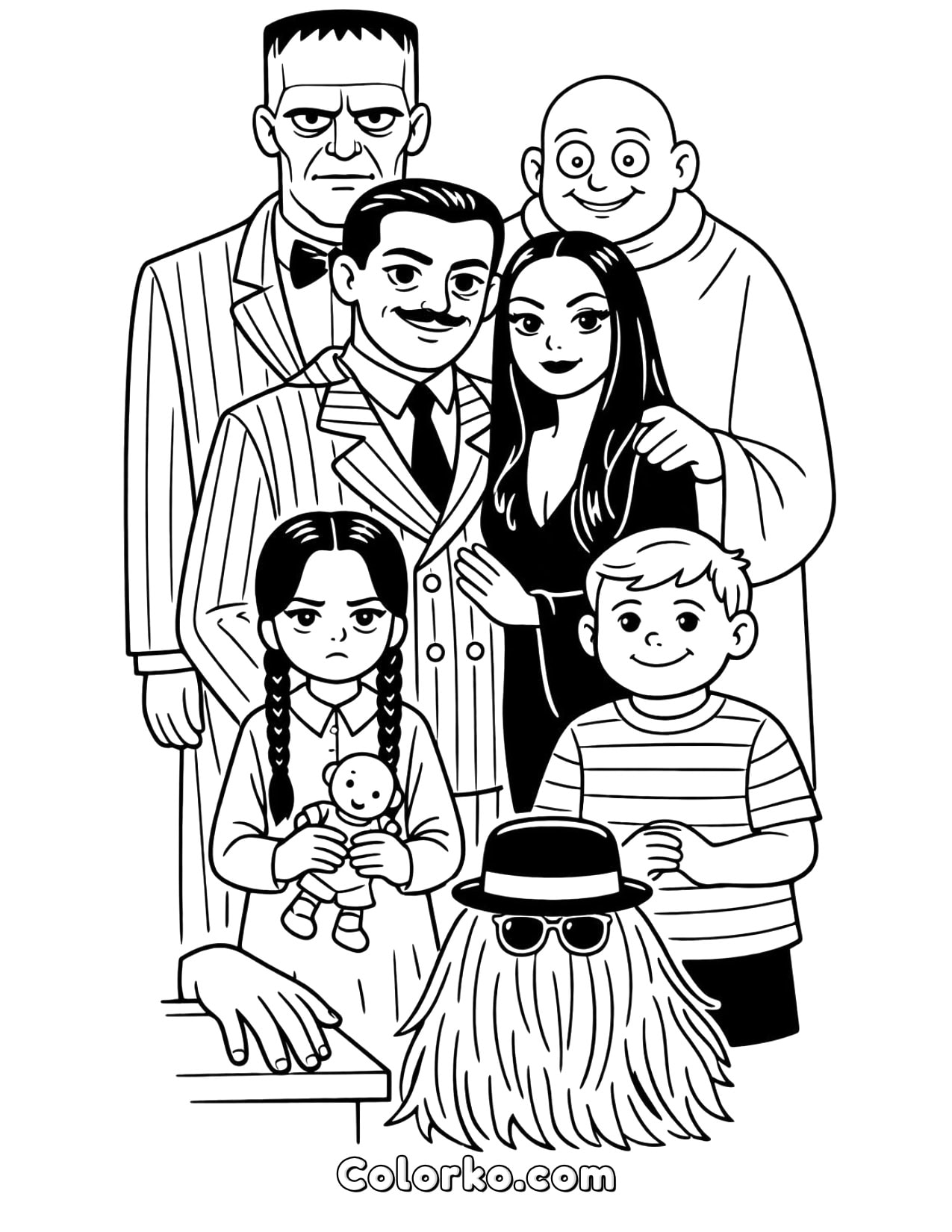 The Addams Family Coloring Page for Big Kids Ages 8-10
