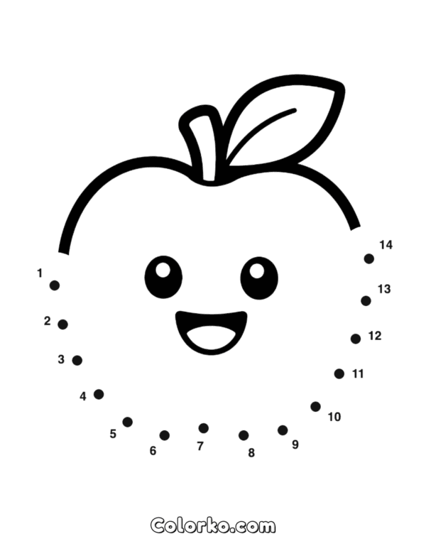 Apple Dot-to-Dot Coloring Page — Free Printable | Colorko