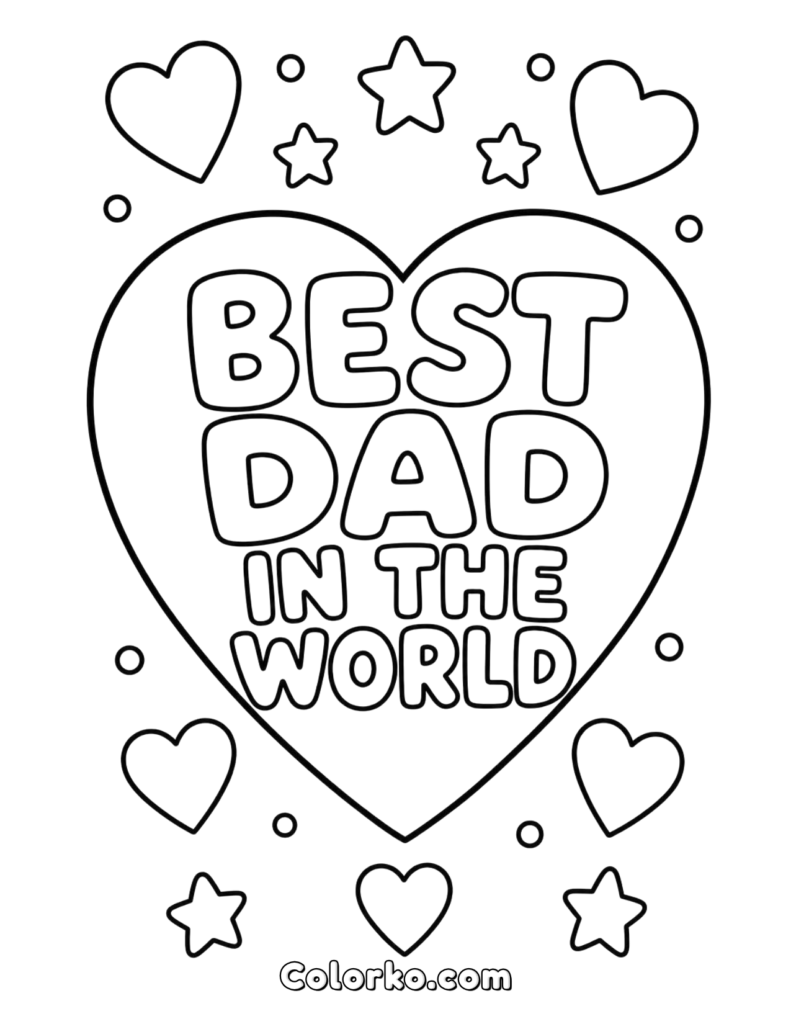 Best Dad in the World Father's Day Coloring Page (Free PDF)