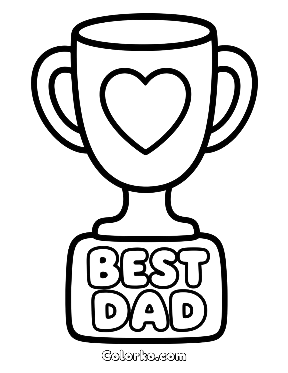 Best Dad Trophy Coloring Page — Free Printable