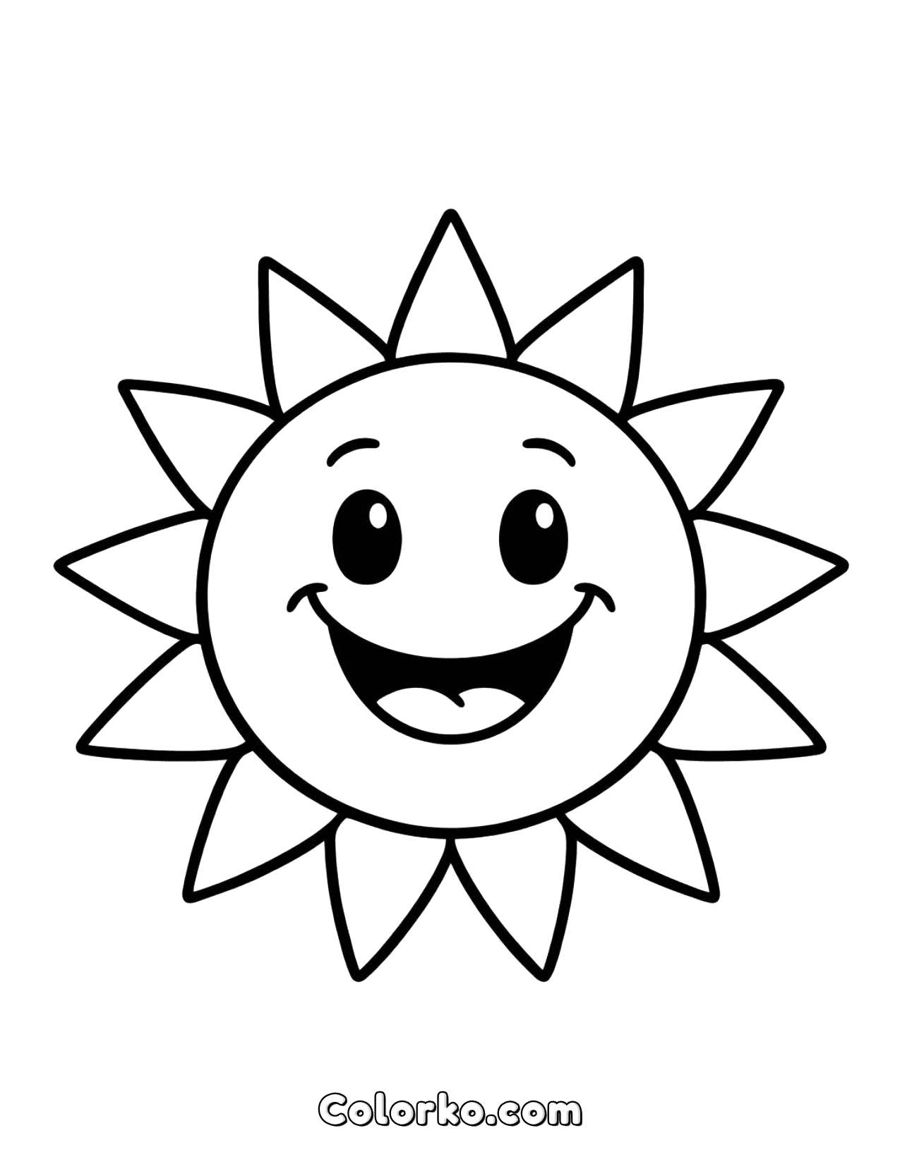Big Smiling Sun Coloring Page for Toddlers Ages 2–4