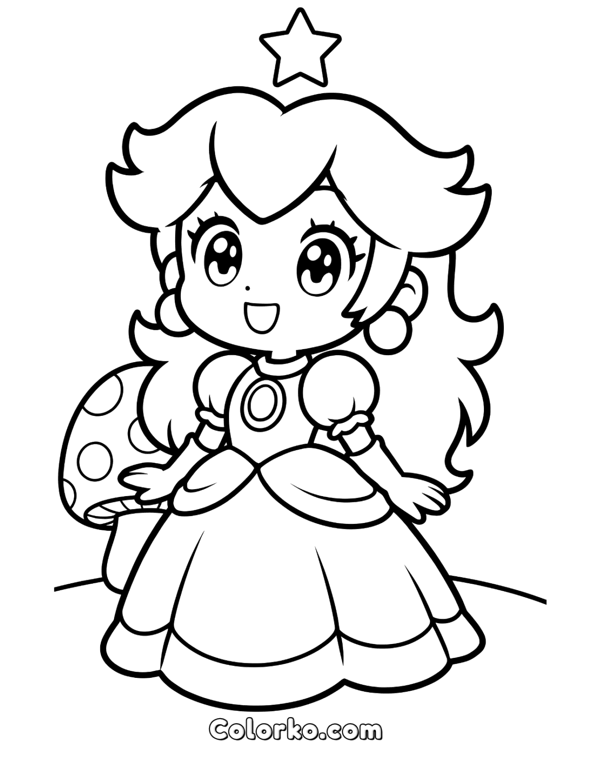 Princess Peach Coloring Page (Free PDF) | Colorko