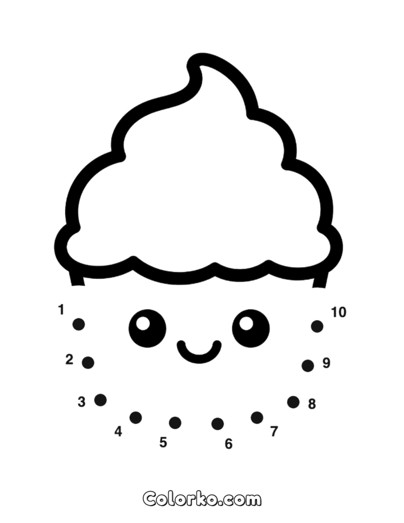 Cupcake Dot-to-Dot Coloring Page — Free Printable | Colorko