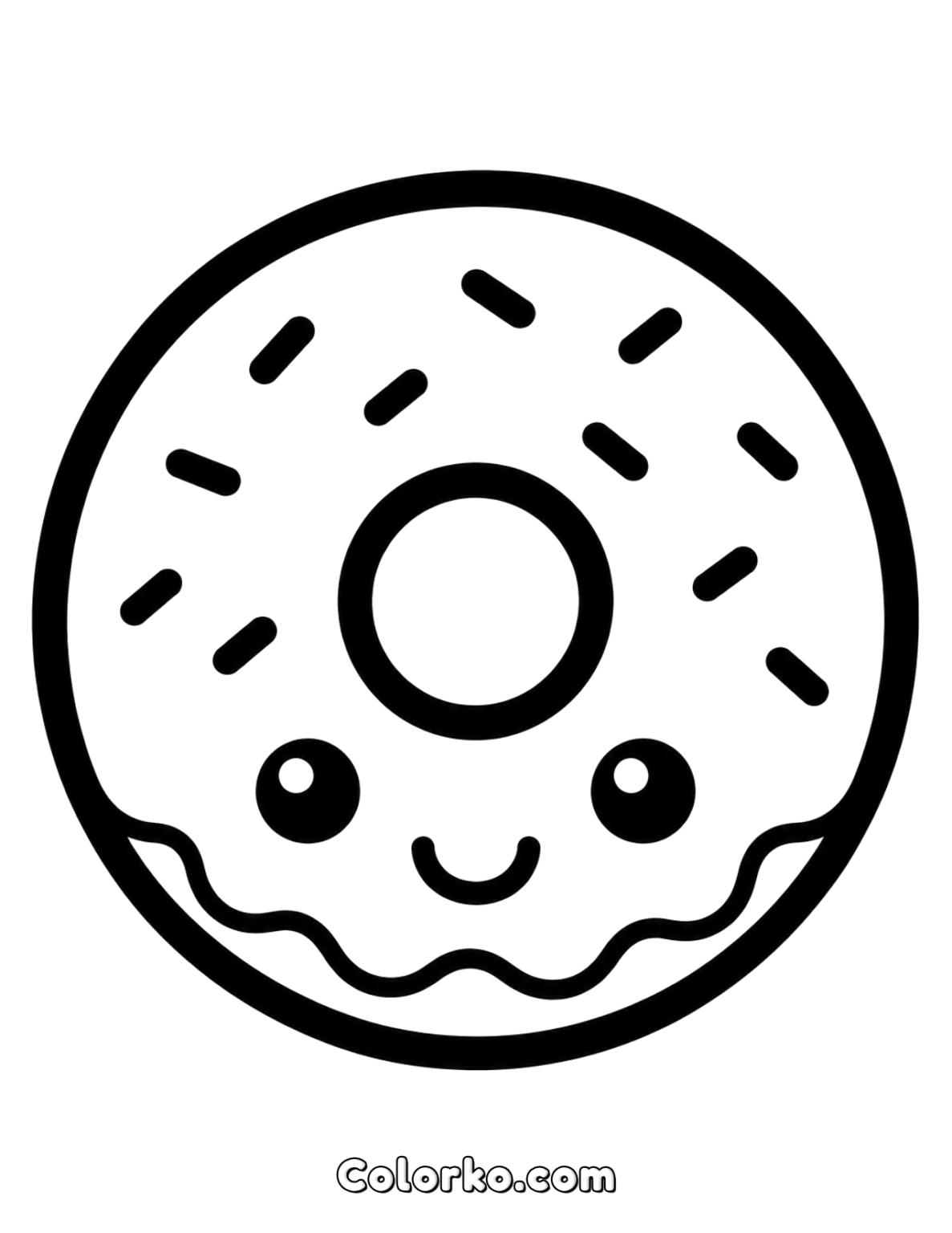 Cute Donut Coloring Page Free Printable for Toddlers