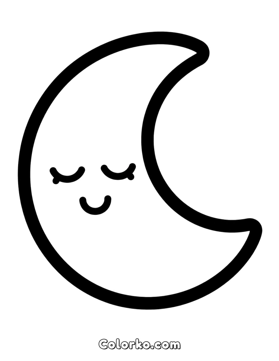 Cute Simple Moon Coloring Page — Free Printable for Kids