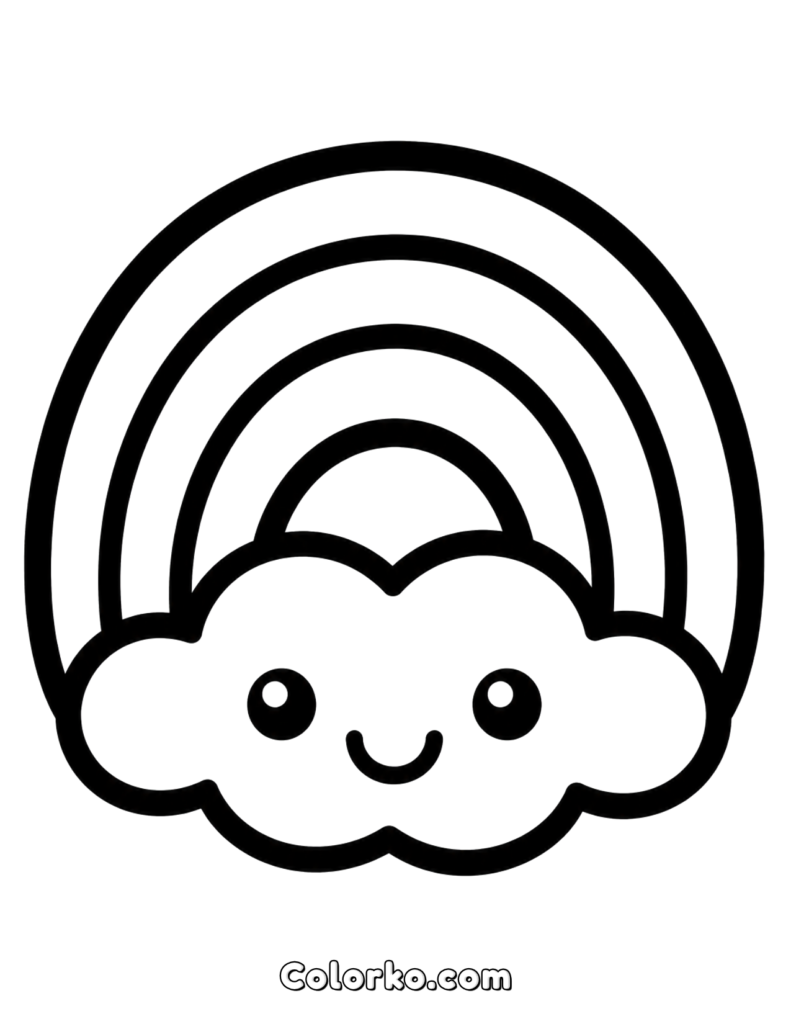 Cute Simple Rainbow Coloring Page for Toddlers