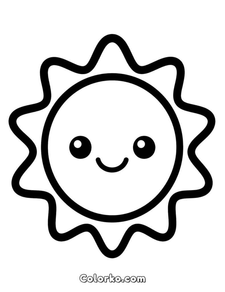 Cute Simple Sun Coloring Page — Free Printable for Kids