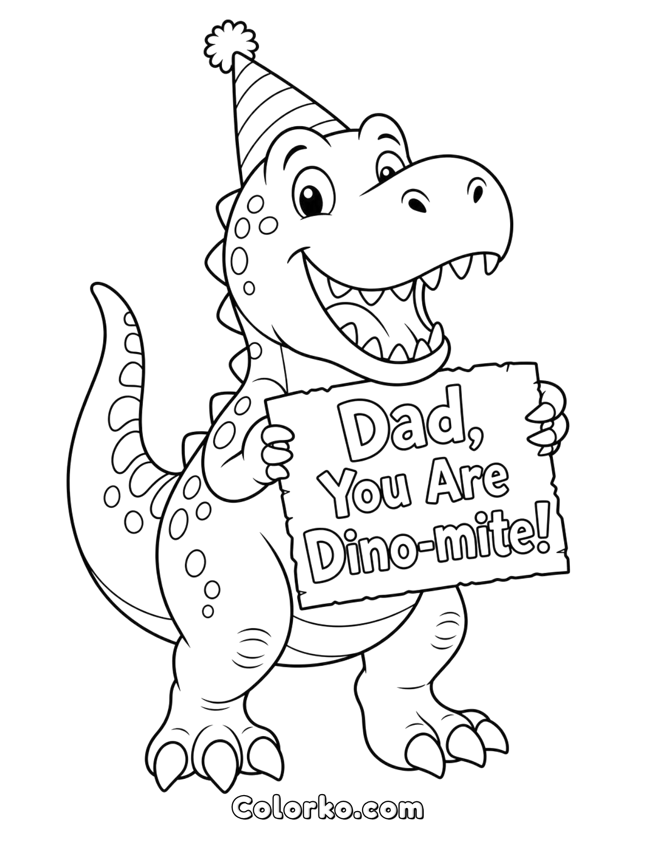 Dad You Are Dino-mite Father's Day pun Coloring Page