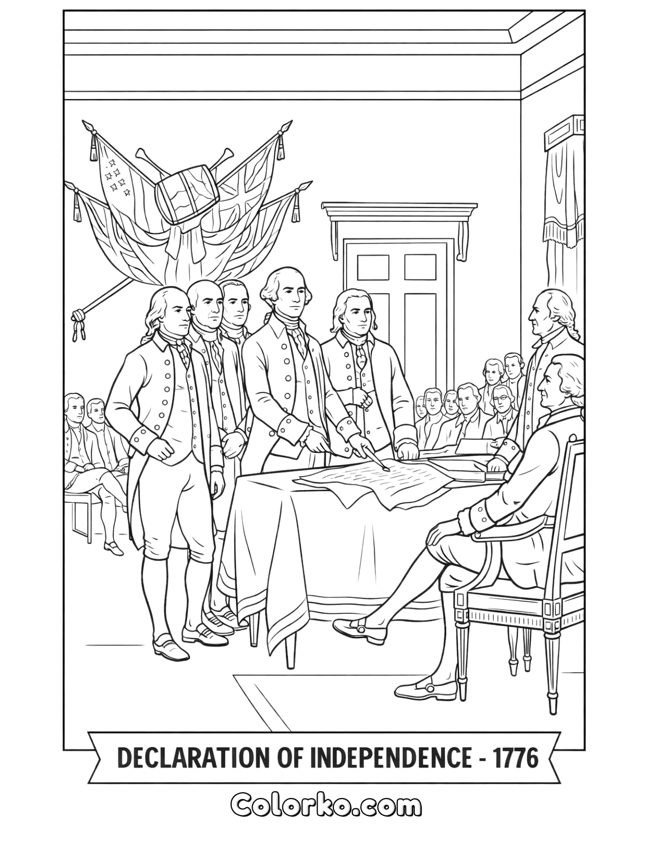Declaration of Independence Signing Coloring Page