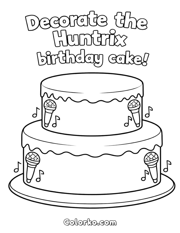 Decorate the Huntrix Birthday Cake Coloring Page for All