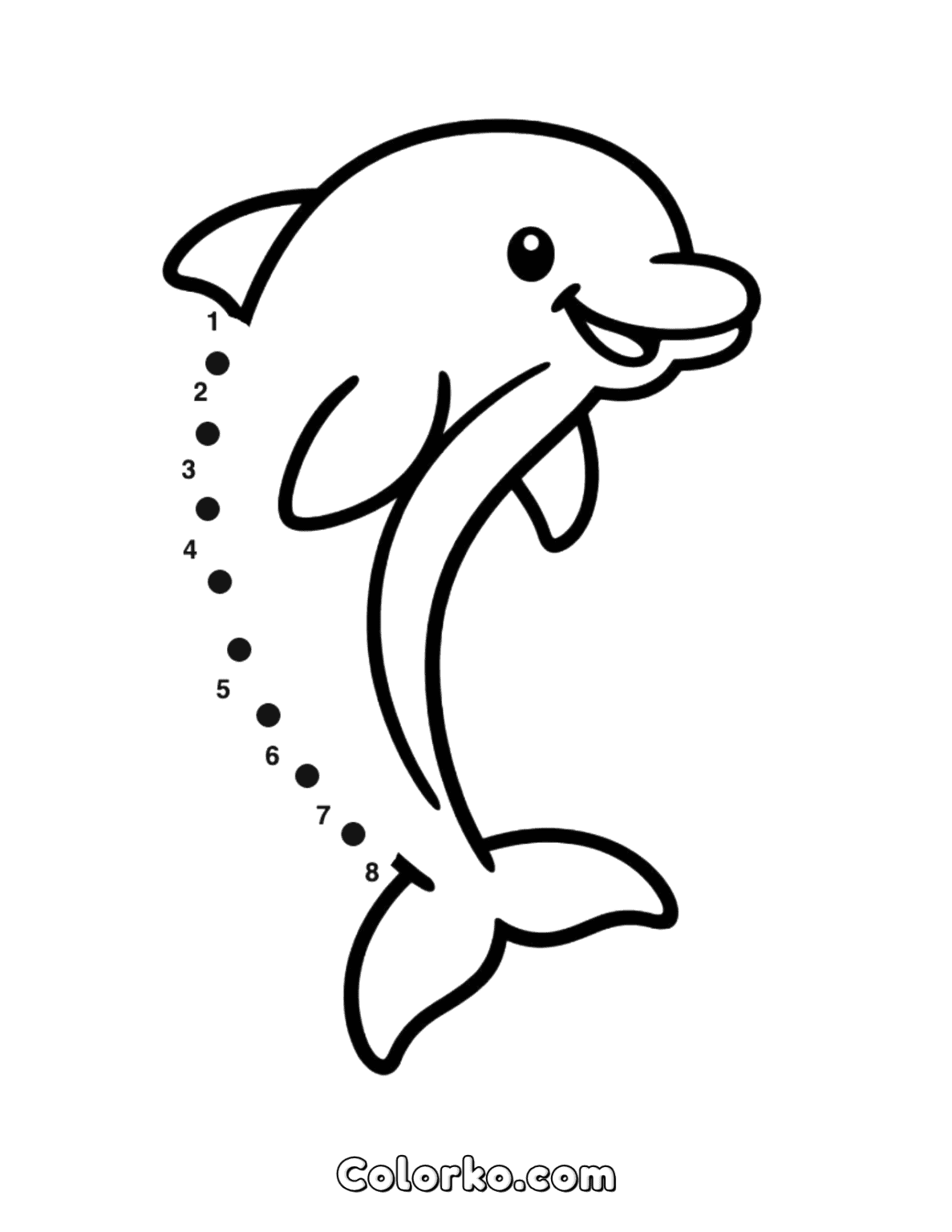 Dolphin Dot-to-Dot Coloring Page — Free Printable | Colorko