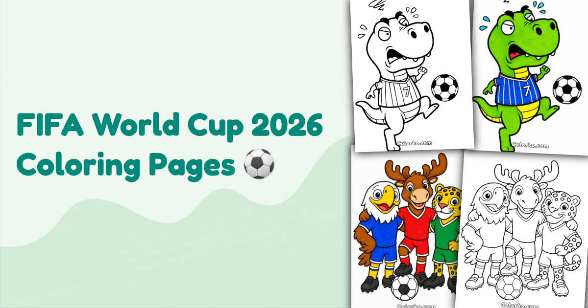 We Are 26 World Cup Mascots & Flags Coloring Page | Colorko