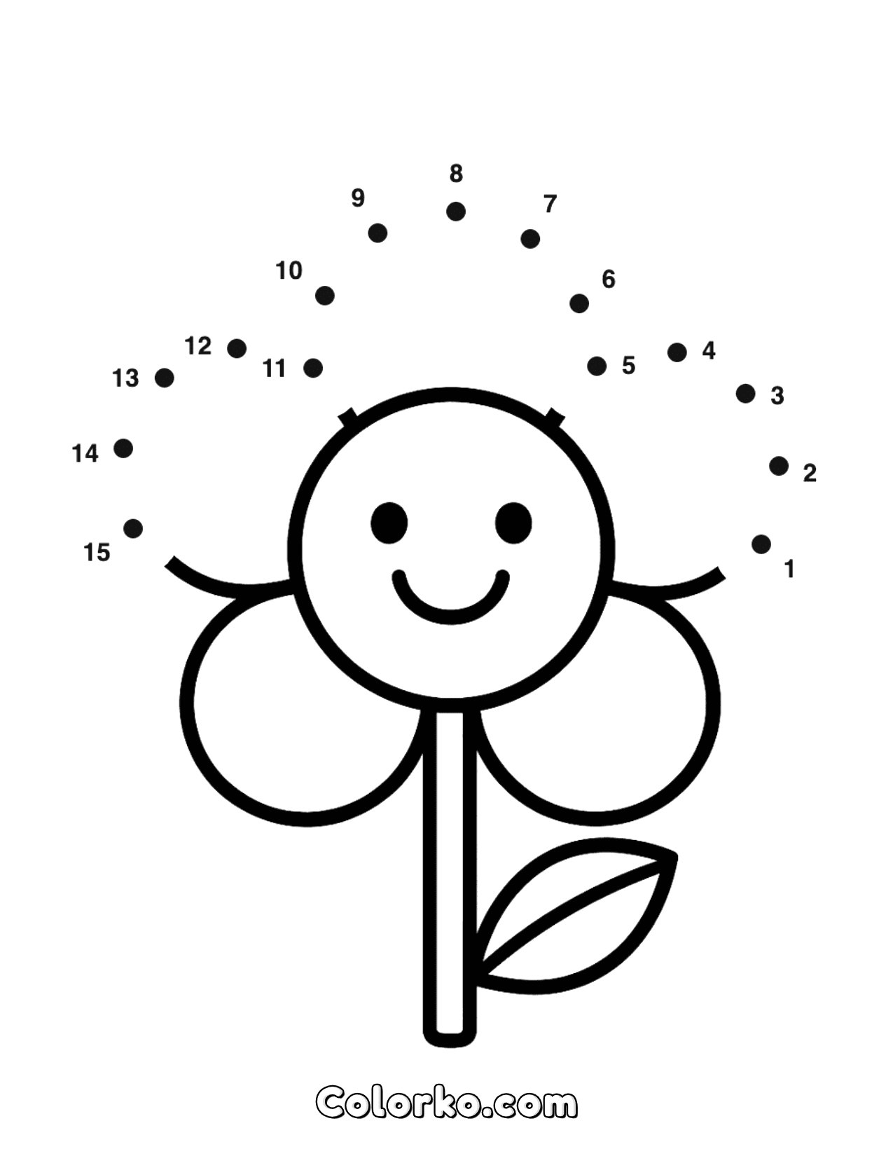 Flower Dot-to-Dot Coloring Page — Free Printable | Colorko
