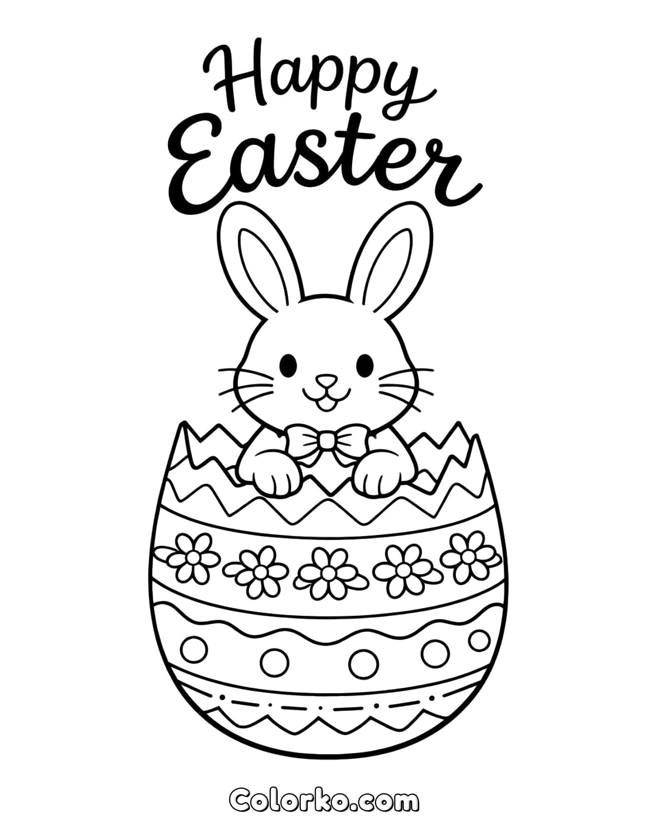 Happy Easter Card Bunny Coloring Page for All Ages