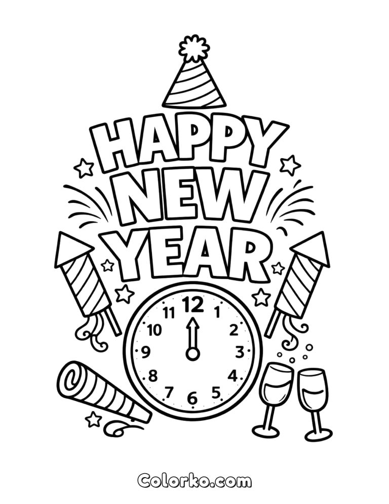 New Year's Eve - Free Printable Coloring Pages