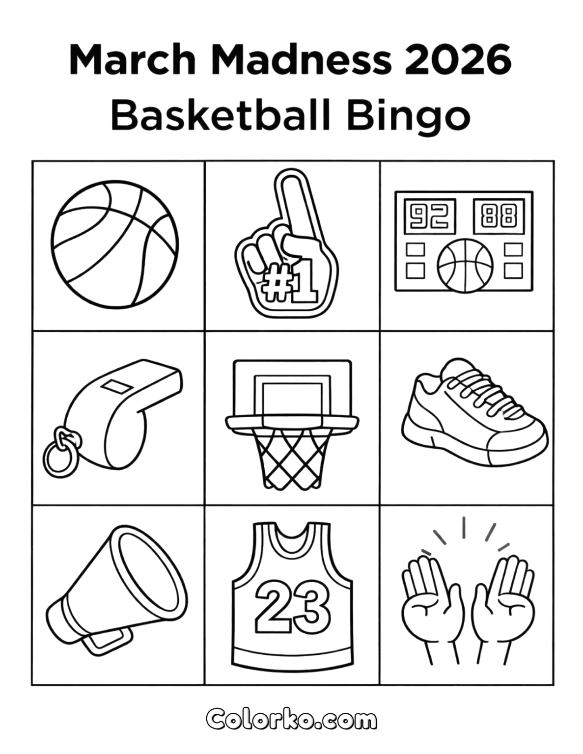 March Madness 2026 Coloring Pages – Printable Basketball Fun