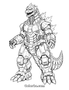 Mechagodzilla Robot Coloring Page for Big Kids Ages 8-10