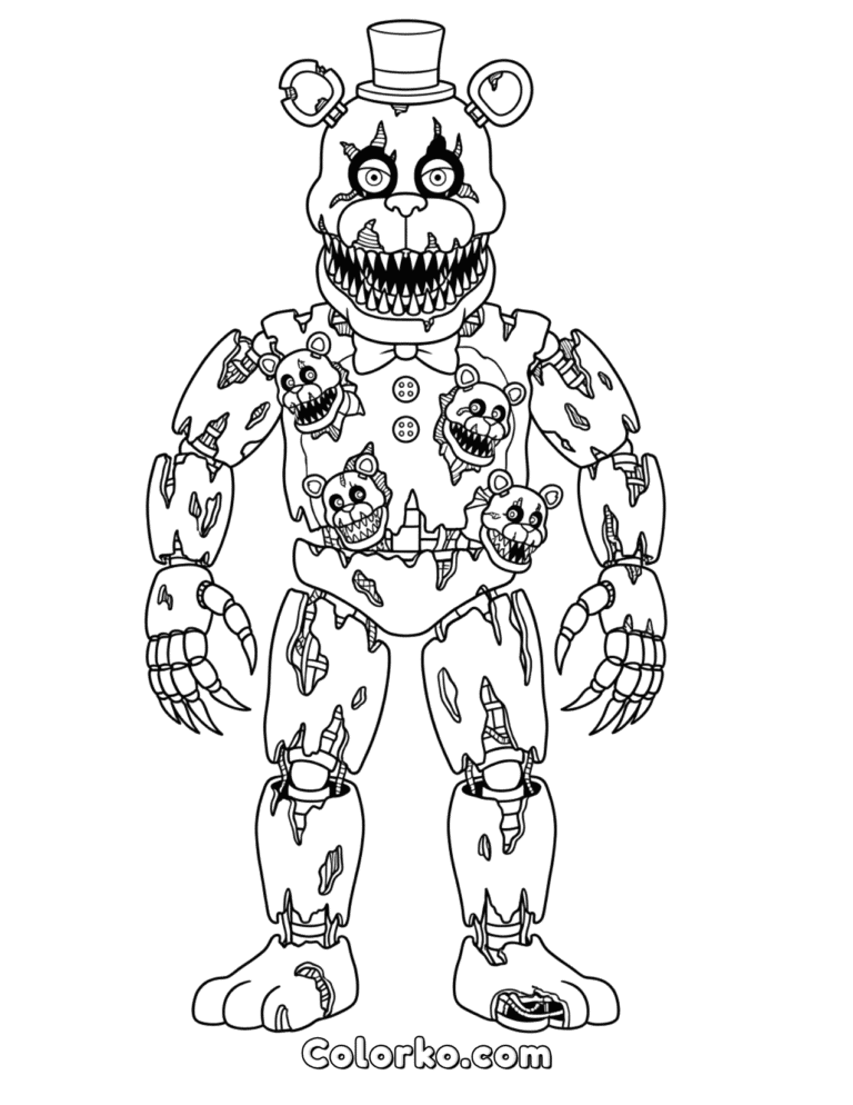 Nightmare Freddy Coloring Page — Free FNAF 4 Printable