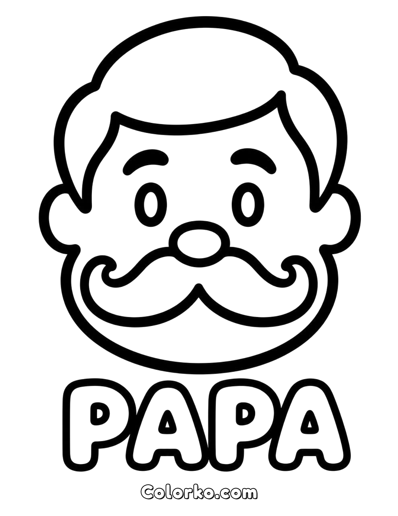 Papa Mustache Coloring Page — Free Printable