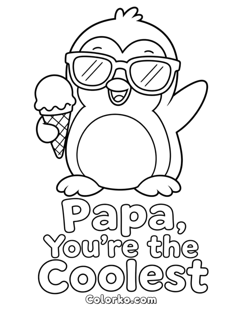 Papa You're the Coolest Father's Day pun Coloring Page