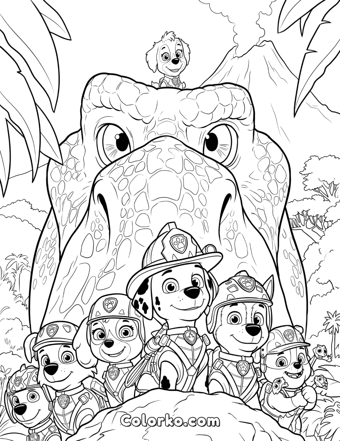 Paw Patrol and Dino Timmy Coloring Page | Colorko