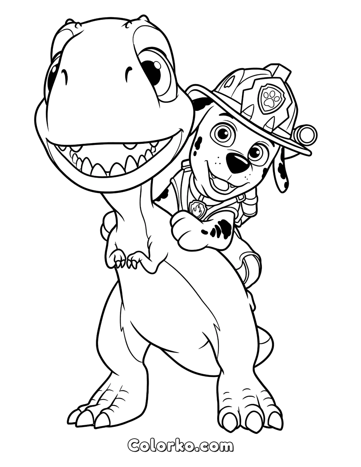 Paw Patrol and Dino Timmy Coloring Page | Colorko