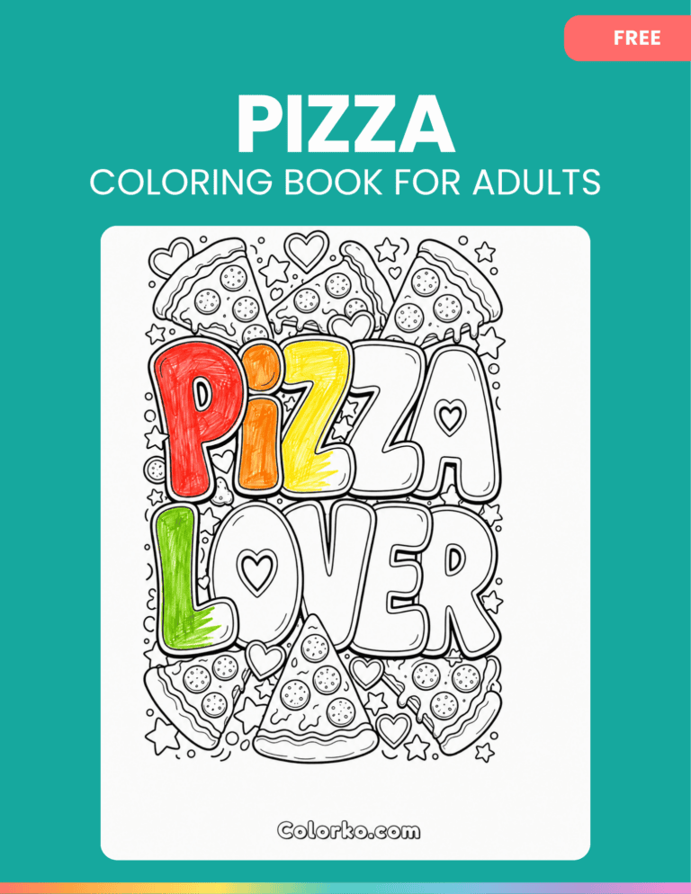 Free Pizza Coloring Book for Adults — 19 Pages | Colorko