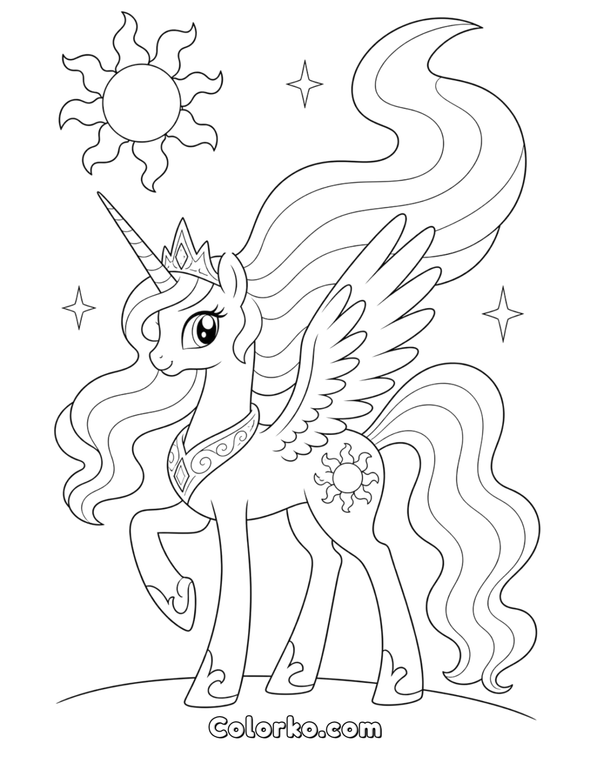 Princess Celestia Coloring Page (Free PDF) | Colorko
