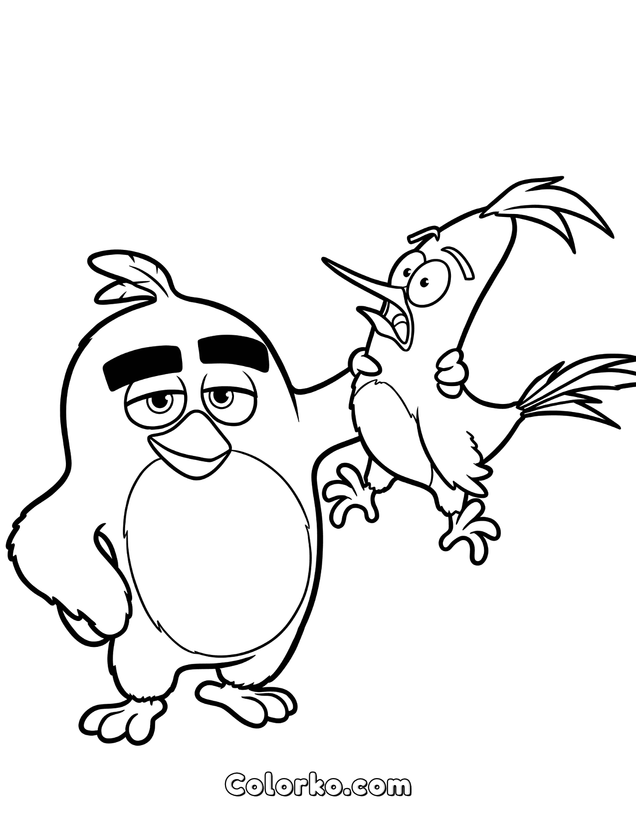 Red and Chuck Angry Birds Coloring Page | Colorko