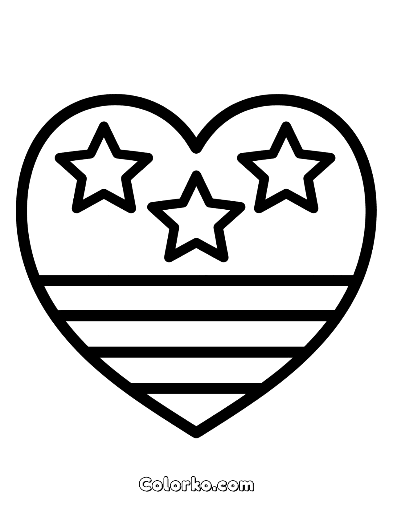 Bold Easy Flag Heart Coloring Page for Seniors (Free)