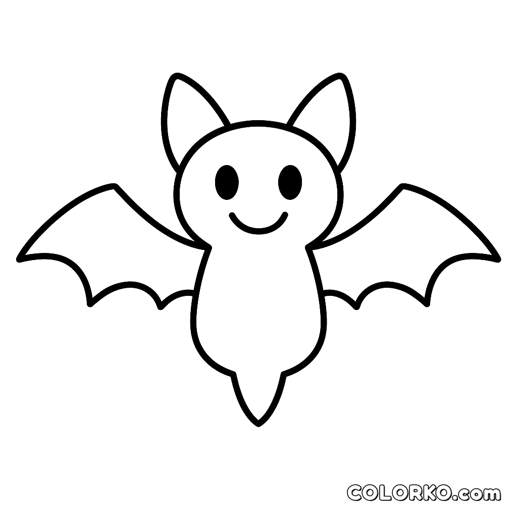 Smiling Cartoon Bat – Easy Toddler Coloring Page