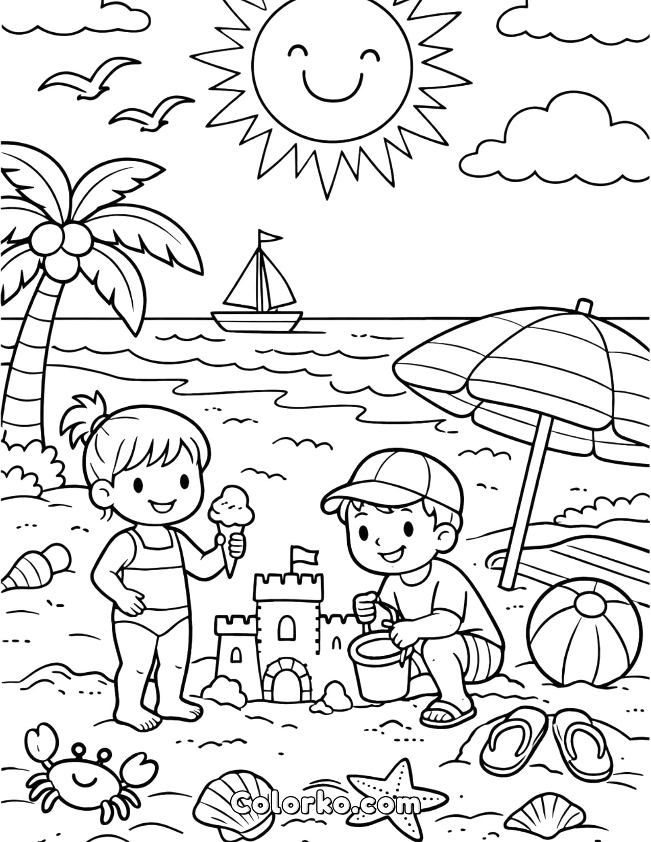 Summer (beach, ice cream) Coloring Pages