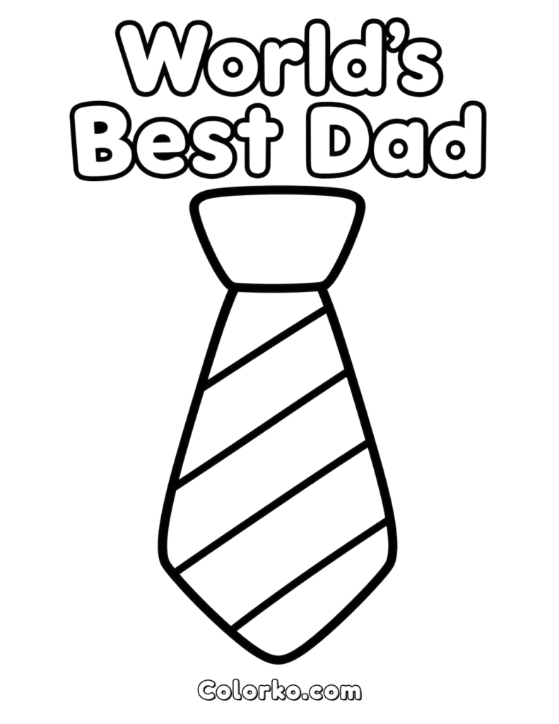 World's Best Dad Tie Father's Day Coloring Page (Free PDF)