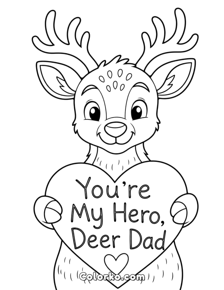 You're My Hero, Deer Dad Father's Day pun Coloring Page