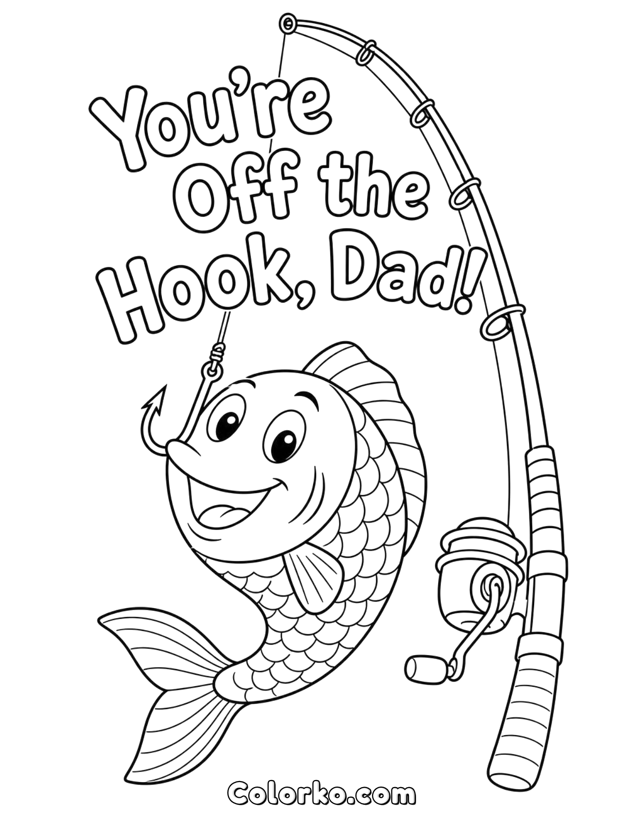 You're Off the Hook Dad Father's Day pun Coloring Page